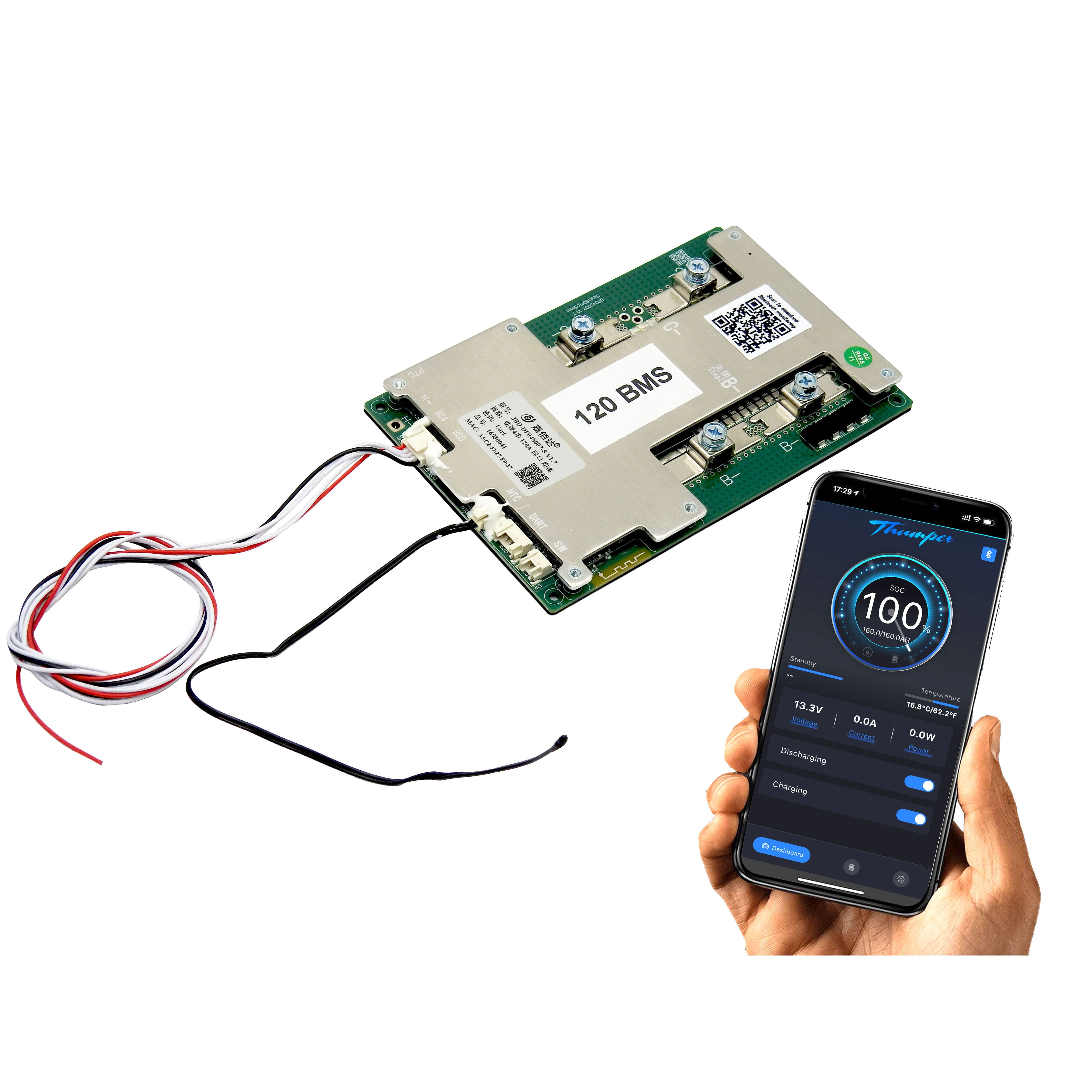 Replacement 4S 12V 120A BMS board with Bluetooth and Balance - Thumper