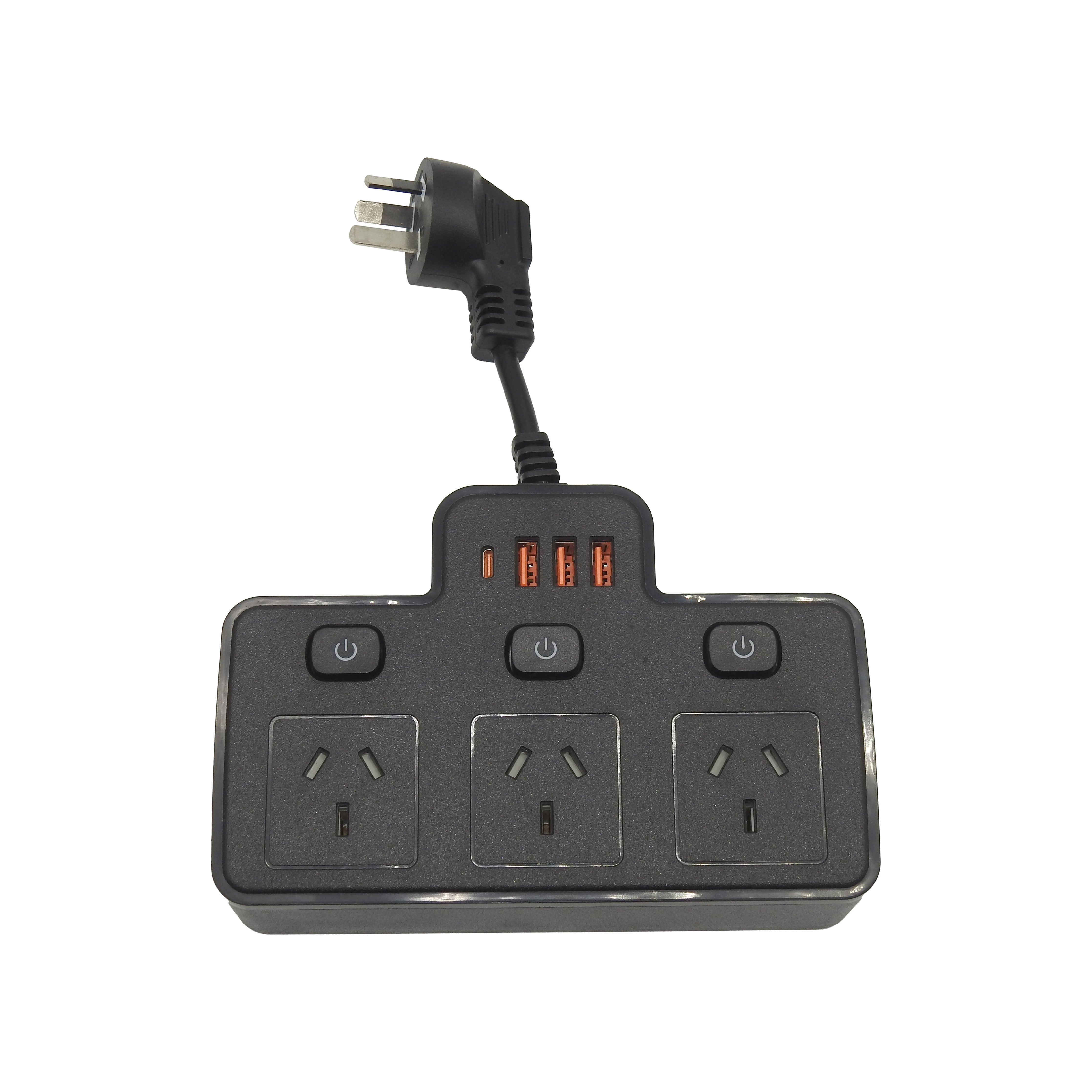 240 Volt AC power board three outlet switches and USB outlet