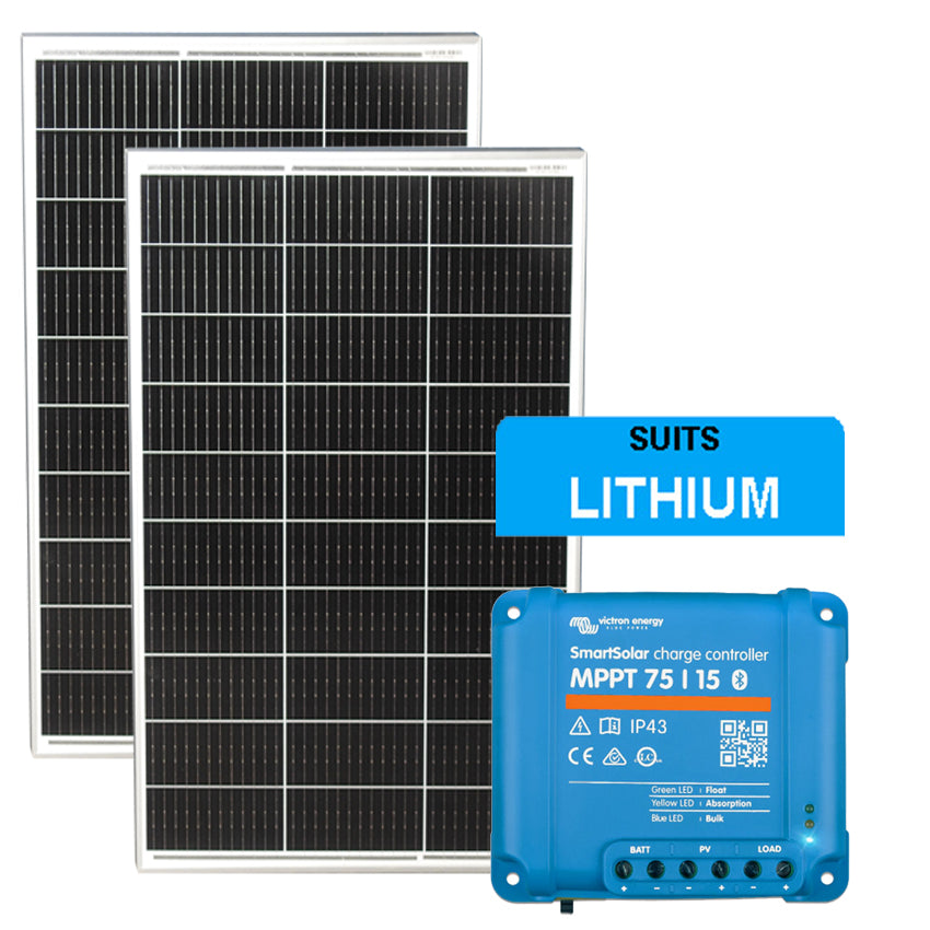 2 x 135W Solar Panels (1015x670x30mm) + Victron MPPT