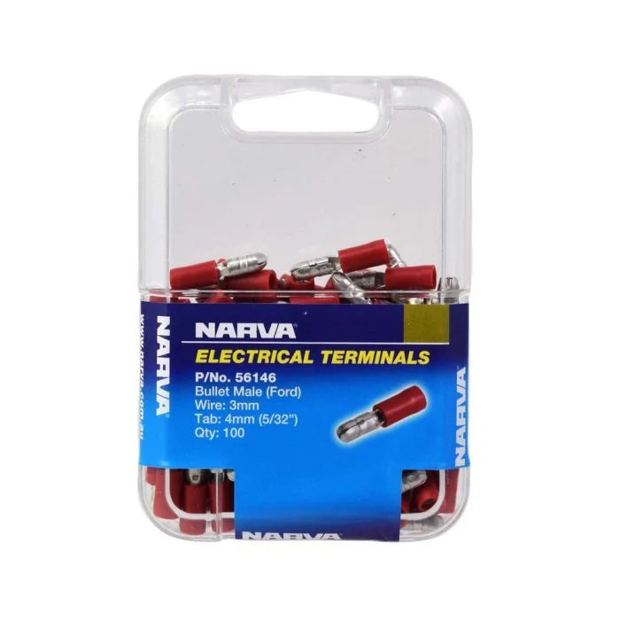 Narva 4.0MM Male Bullet Terminal Red (100 pack) | 56146