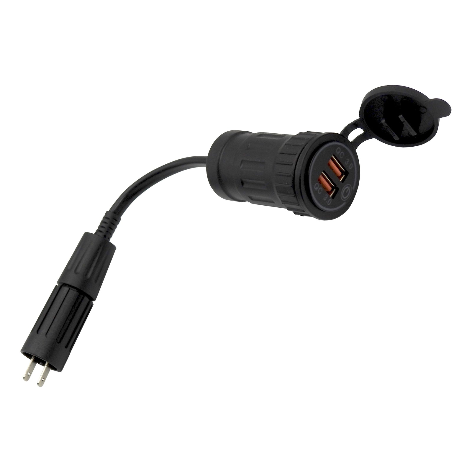 Male Engel Plug to Dual USB outlet Boot Adaptor