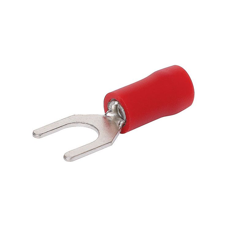Red 3mm Fork Crimp Pk 100 | H2104A