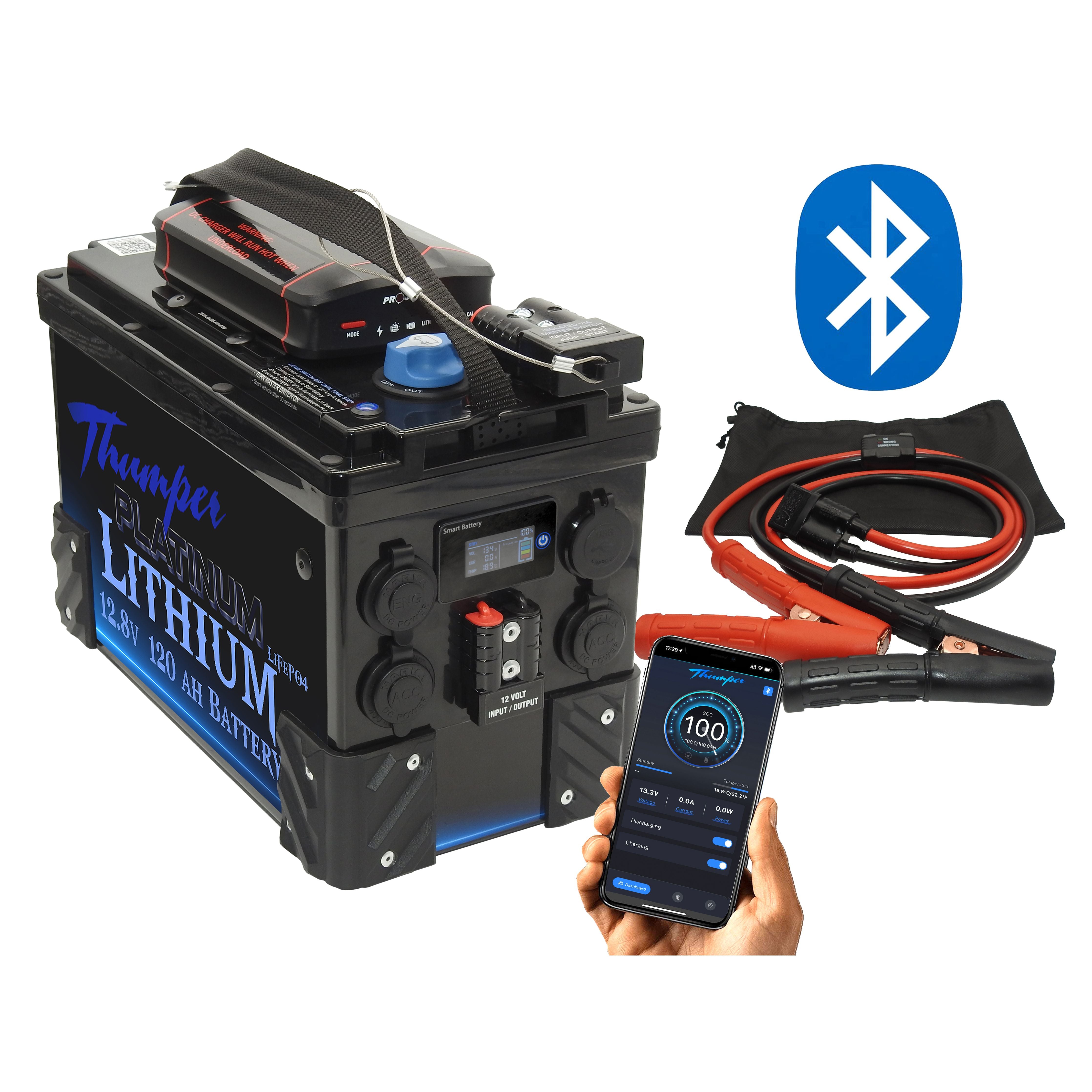 Thumper 100 AH Lithium Battery Hub with JUMP START & Bluetooth APP!