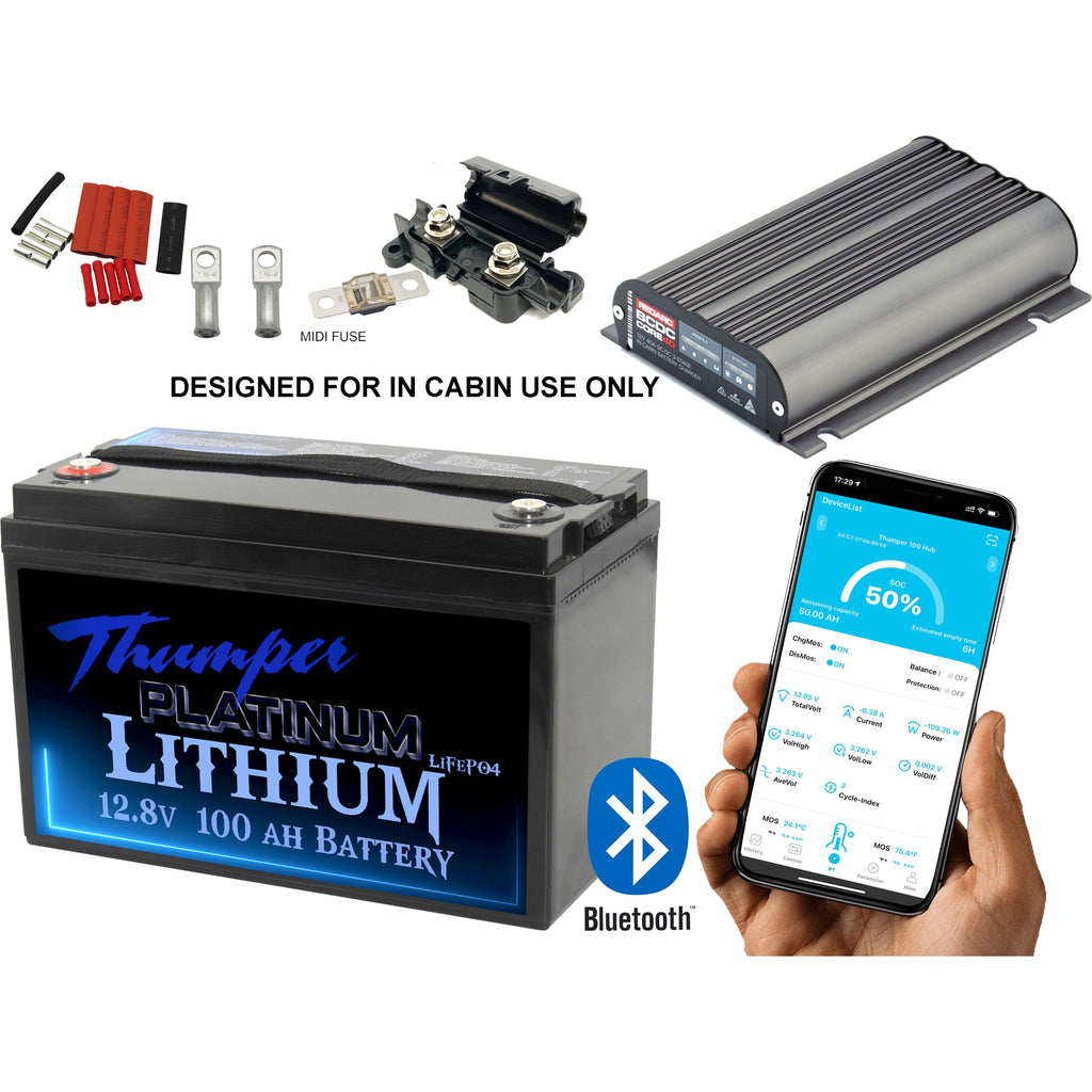 Thumper Lithium 100 AH Bluetooth & REDARC Core 40A BCDCN1240 DC-DC & M
