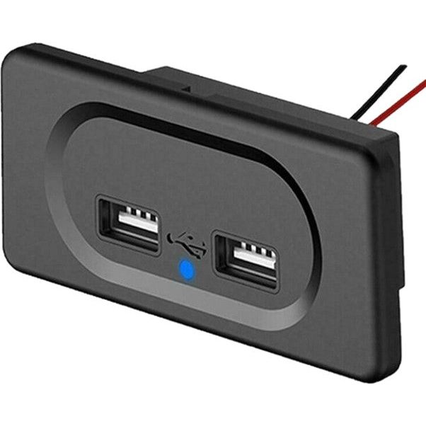 12V Twin USB Multi Port Charging Station Black | 3419
