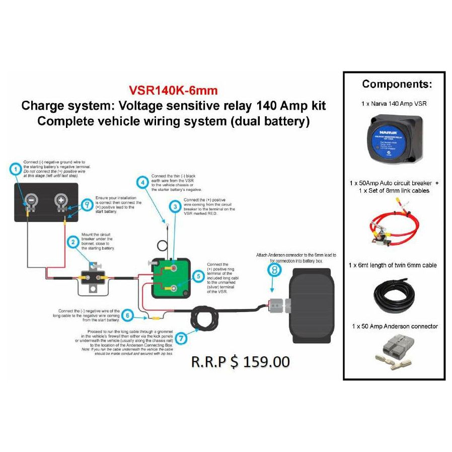 Dual Battery System VSR140K-6mm Complete Dual Battery Loom